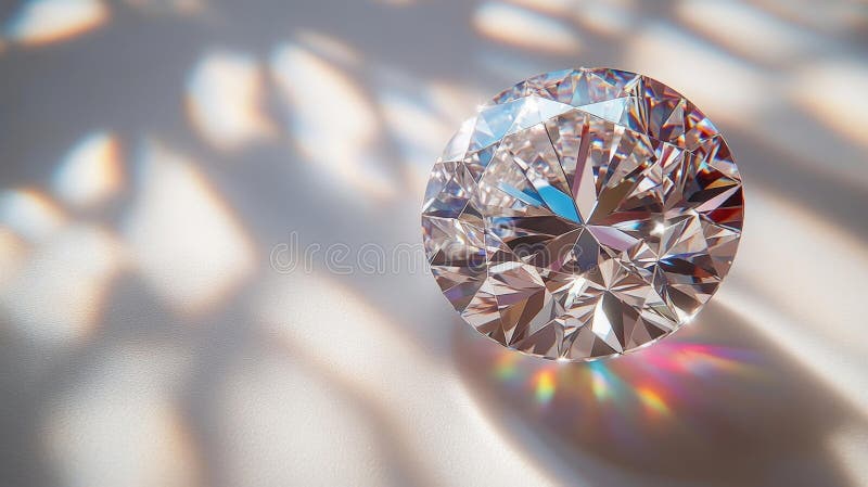 Stunning Clear Diamond Reflecting Light and Colors Stock Illustration ...