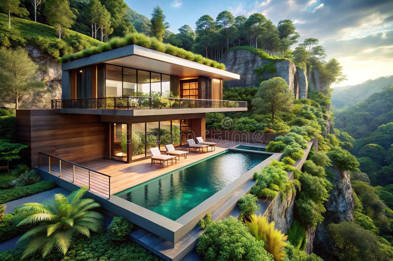 Stunning Cliffside Modern Home with Infinity Pool Lush Forest Views ...