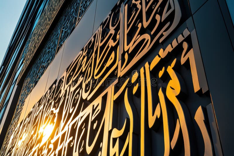 Stunning Close-up of Arabic Calligraphy on Modern Architectural Facade ...