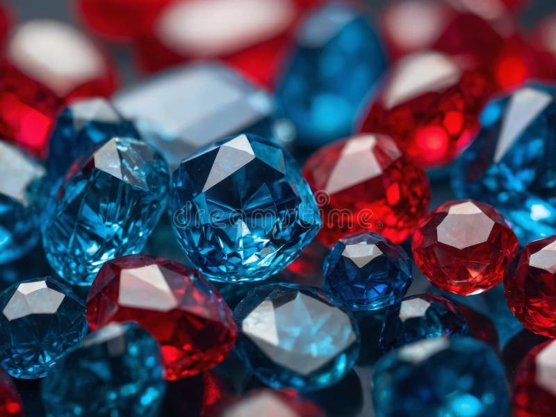 Stunning Close-up of Blue and Red Crystals with Sparkling Effects ...