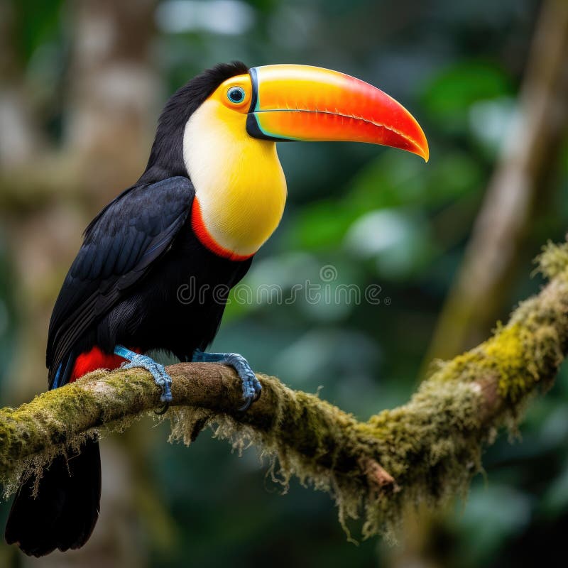 A Stunning Close-up of a Brilliantly Colored Toucan Perched on a Tree ...