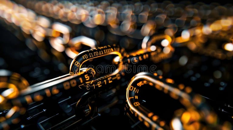Stunning Close-up of Chained Digital Code, Symbolizing Cybersecurity and Data Encryption Stock ...