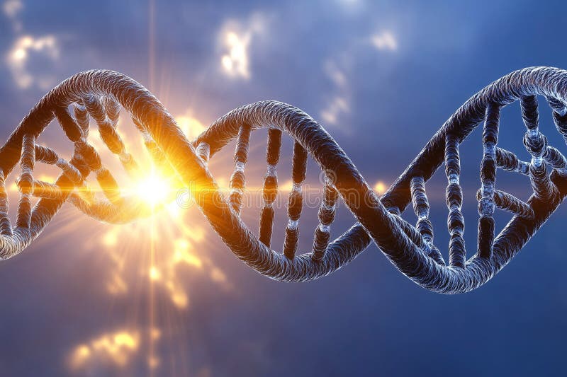 Stunning Close-up of DNA Molecule with Radiant Light and Blue Sky ...