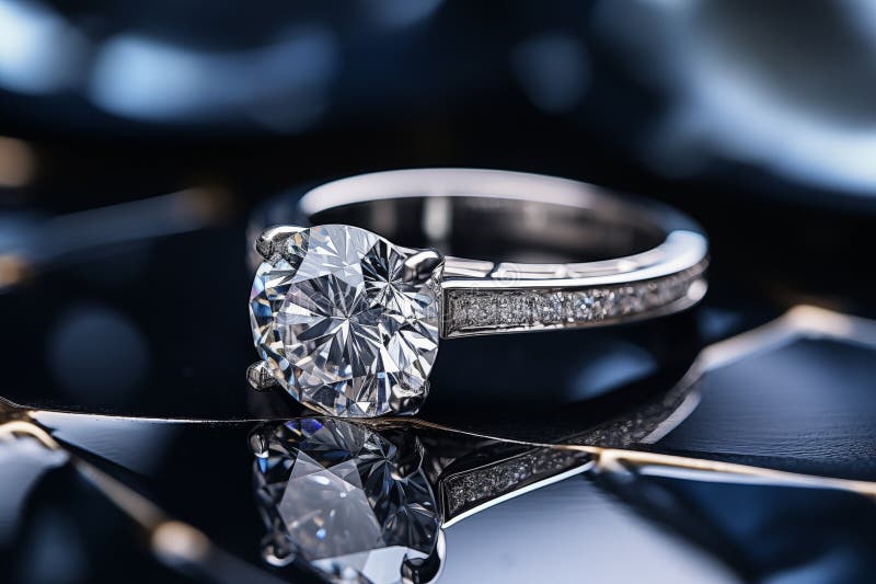 A Stunning Close-up of an Elegant Diamond Engagement Ring on a ...