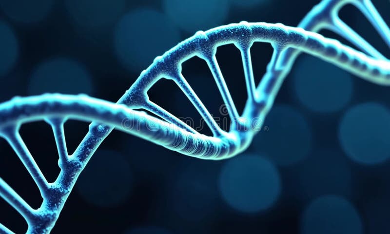 Stunning Close-up of a Glowing Blue DNA Double Helix Structure Stock ...