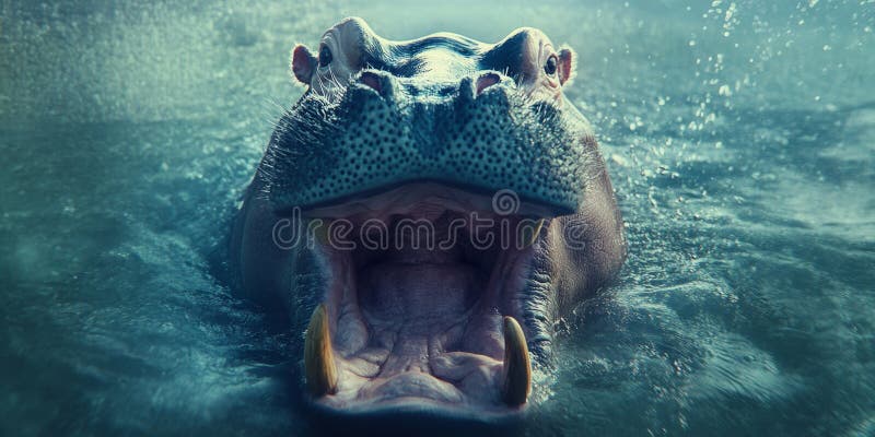A Stunning Close-up of a Hippo Emerging from the Water. the Image ...