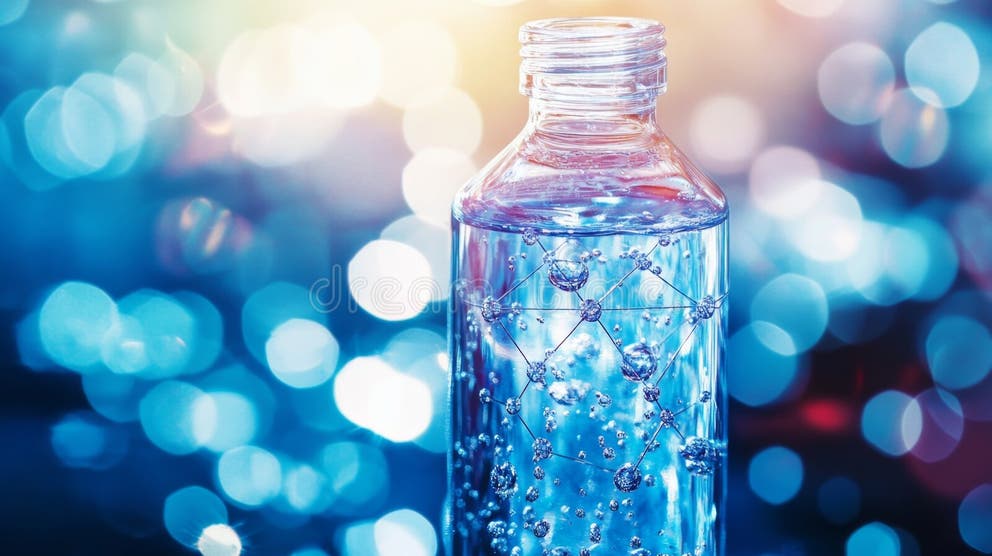 Magnetized Structure of Water in Bottle with Clear Backdrop and Light ...