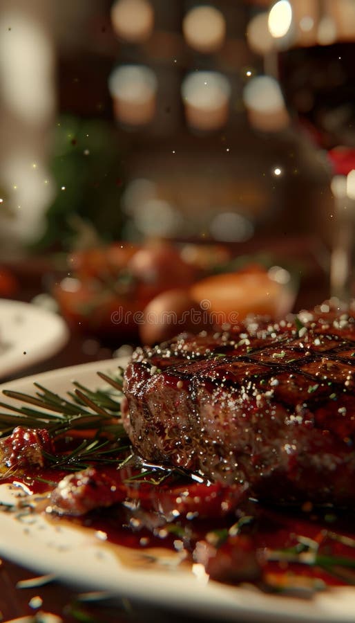 Stunning Close Up of Marbled Meat Steak in Vibrant Bbq Setting with ...