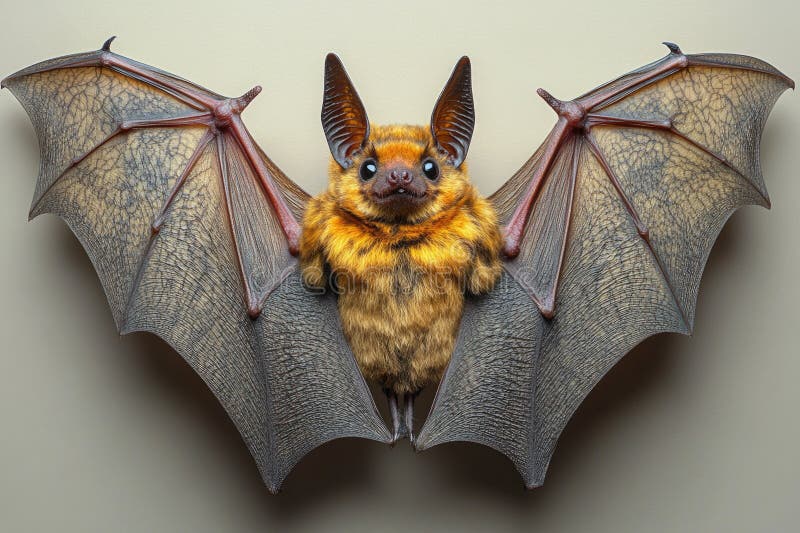 Stunning Close-Up of a Mounted Bat Spreading Its Wings Again Stock ...