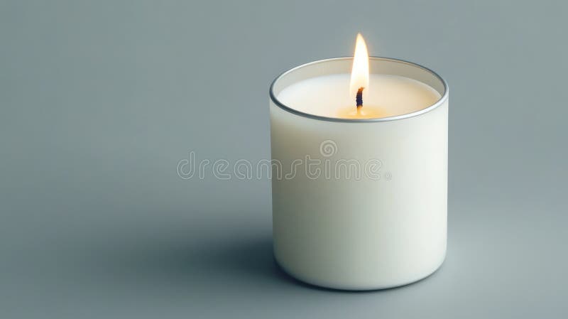 Silver Container Candle Flame Close-Up Stock Illustration ...