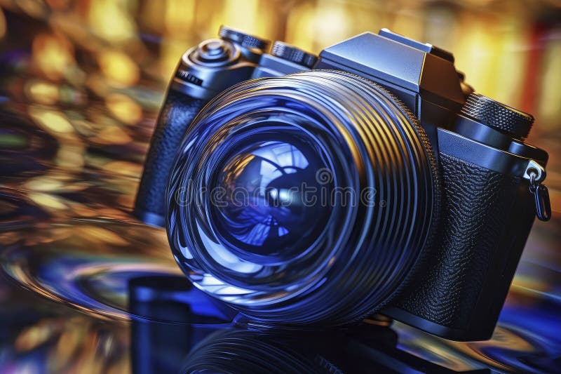 Stunning Close-up of a Professional Camera Lens with a Dynamic ...