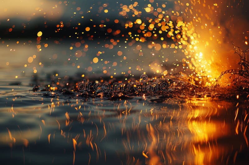 Firework Spectacular Over Water Stock Illustration - Illustration of ...