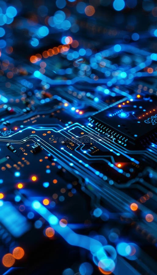 Stunning Close Up of a Tech Inspired Background with Vibrant Blue ...