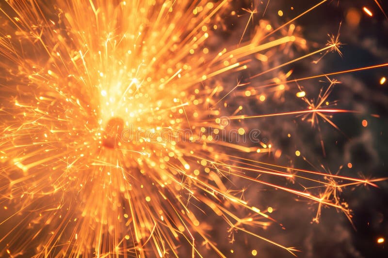 A Stunning Close-up View Capturing the Vibrant Sparks of a Firework ...