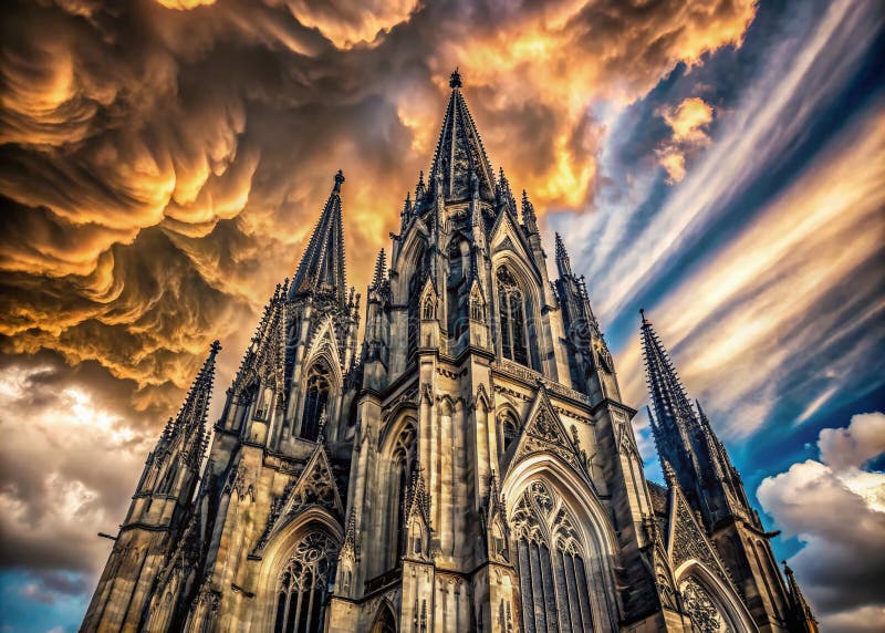 Cologne Cathedrals Majestic Spires Piercing Dramatic Clouds a ...