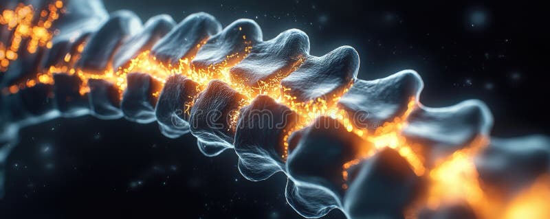 A Stunning Closeup View of a Human Spine Illuminated with Glowing ...