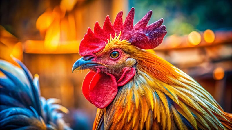 A Stunning CloseUp Portrait of a Majestic Rooster Detailed Feather ...