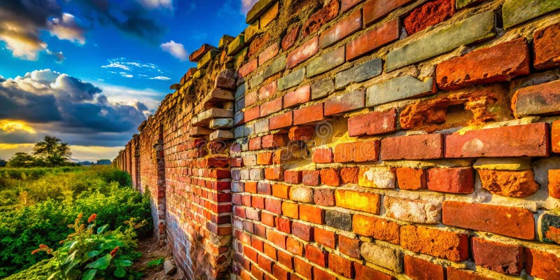 A Stunning CloseUp of a Textured Brick Wall with Exposed Mortar a Deep ...