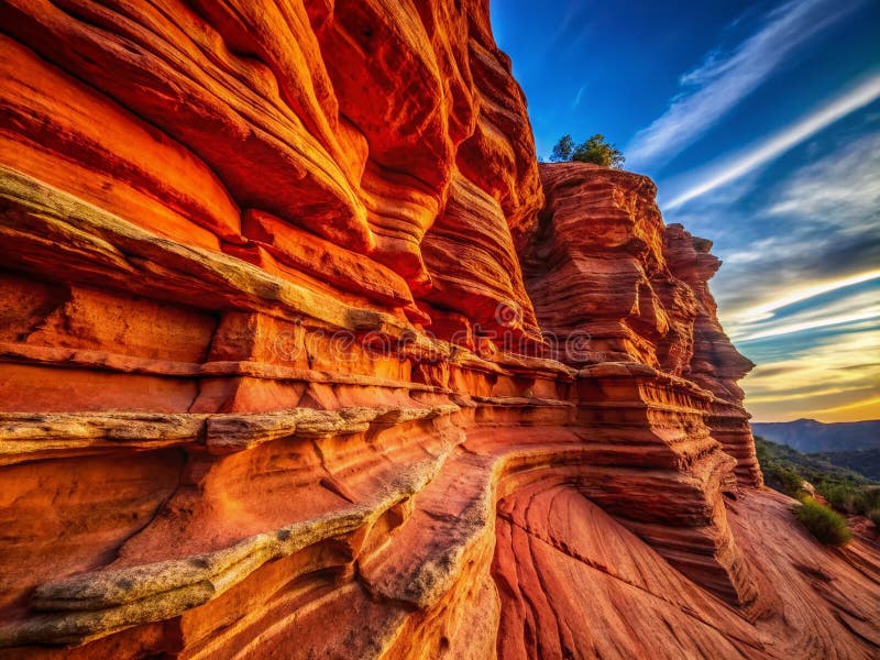 Stunning CloseUp View of a Red Sandstone Cliff Face a Dramatic Texture ...