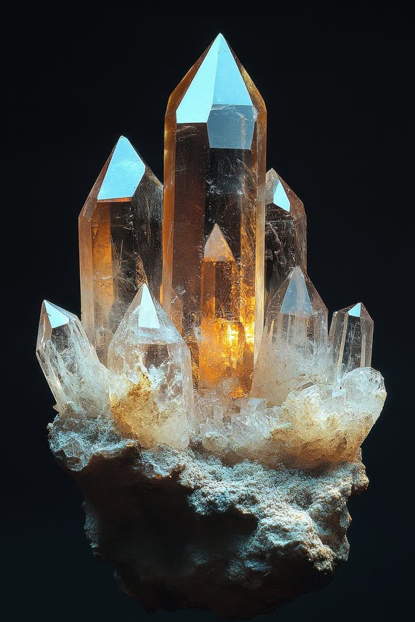 Stunning Cluster of Natural Quartz Crystals Illuminated from within ...