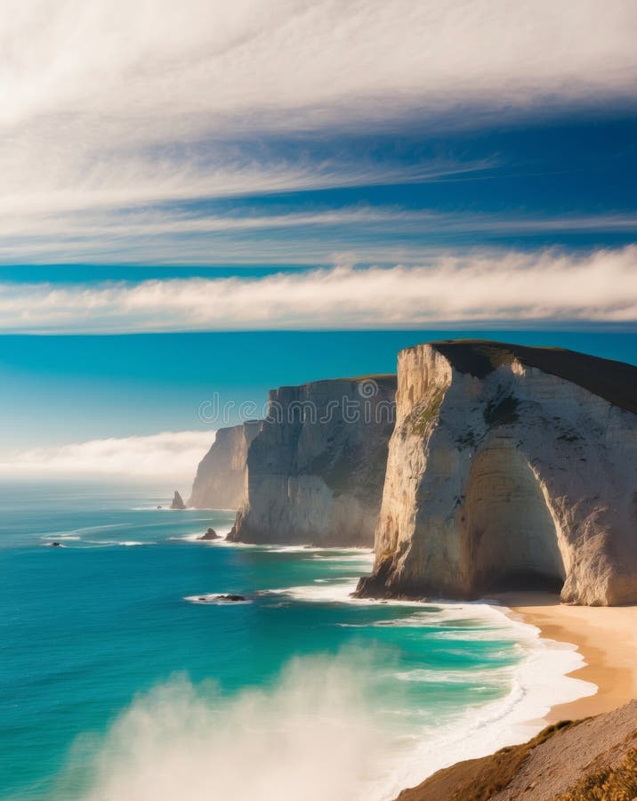 Stunning Coastal Cliffs with Turquoise Waters and Sky. Stock Image ...