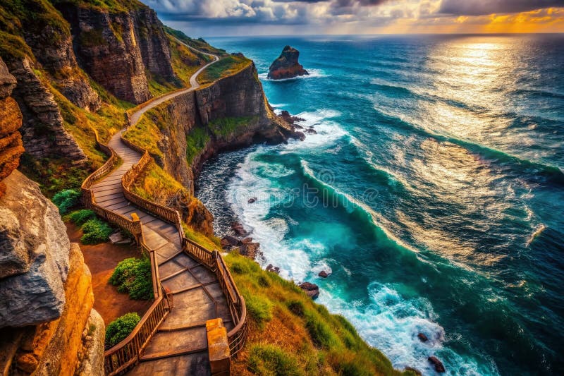 Stunning Coastal Hiking Trail a Dramatic Cliffside Winding Path for ...