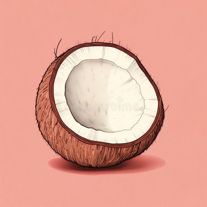 Minimalist Screenprint Illustration of Coconut on Risograph Print Stock ...