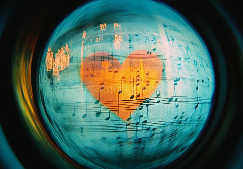 A Stunning Collage Featuring Hearts and Musical Notes in a Cosmic ...