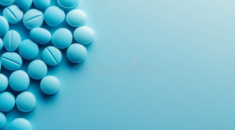 The Image Showcases Blue Pills Against a Soft Background, Enhancing ...