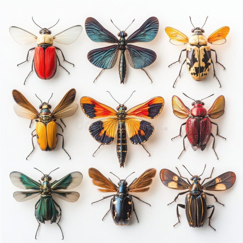 A Stunning Collection of Colorful Insects. Stock Photo - Image of ...