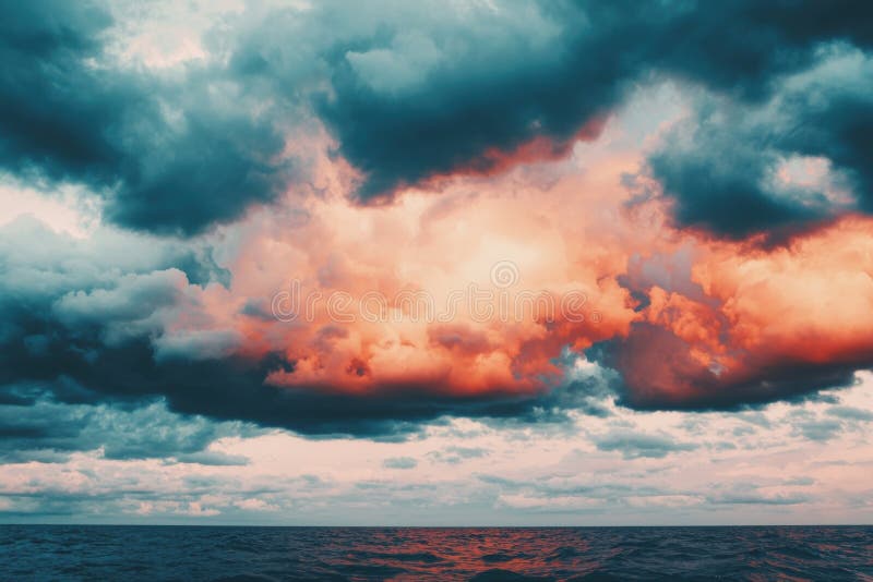Stunning Colorful Cloudscape Over the Ocean at Sunset Featuring Visual ...