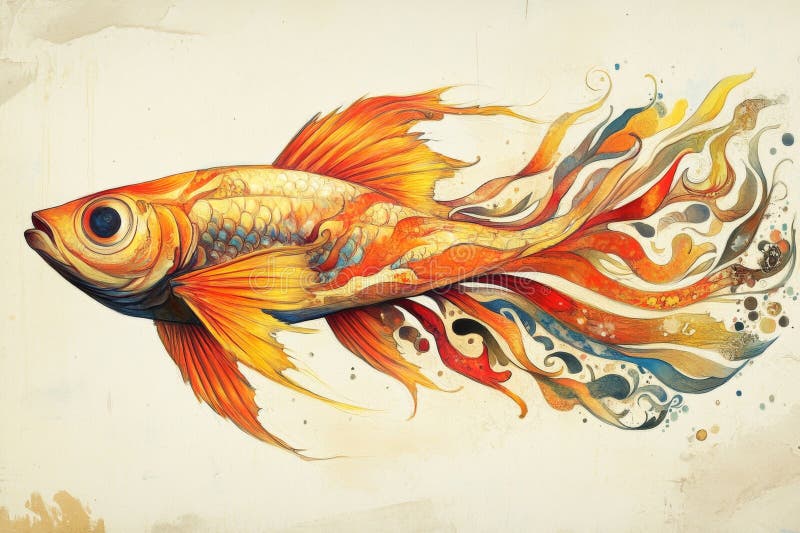 Stunning Colorful Fish Painting Stock Illustration - Illustration of ...