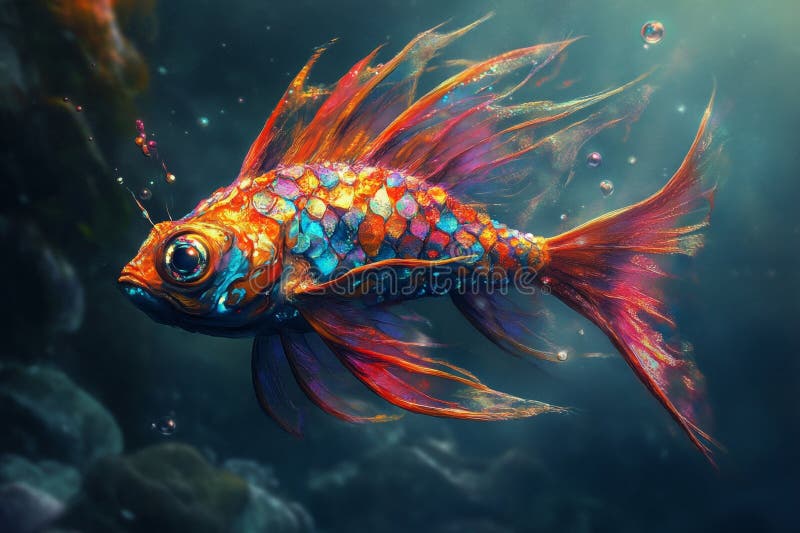 Stunning Colorful Fish in Underwater World Stock Illustration ...