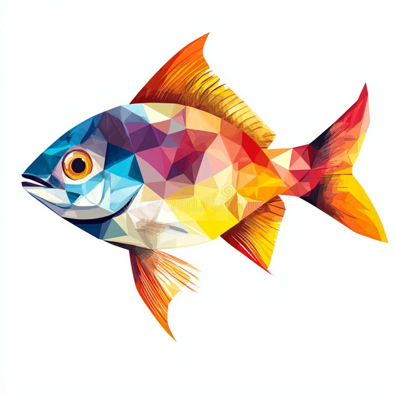 Vibrant Colorful Low Poly Fish Illustration Design Art Graphic Tropical ...