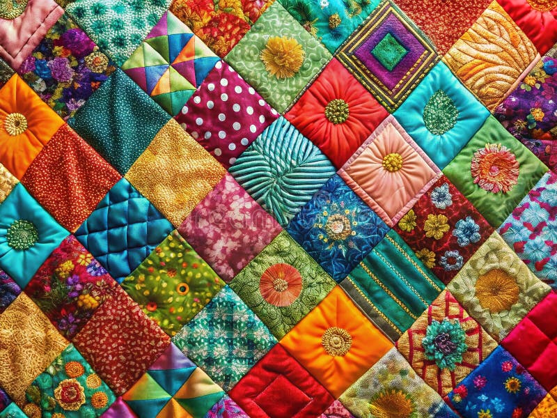 Stunning Colorful Patchwork Quilt Texture a Vibrant Background for ...