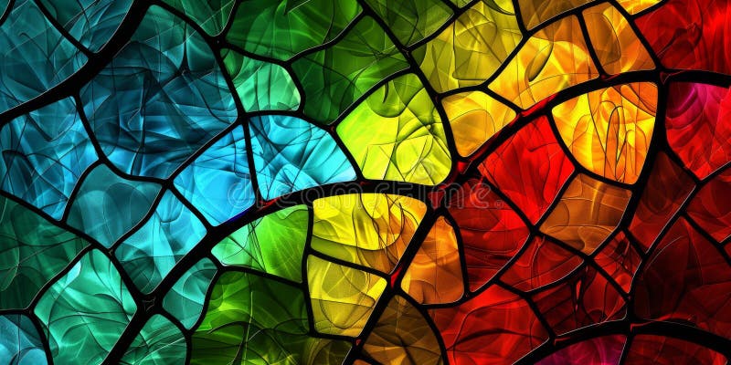 Stunning and Colorful Stained Glass Mosaic Pattern Displaying a ...