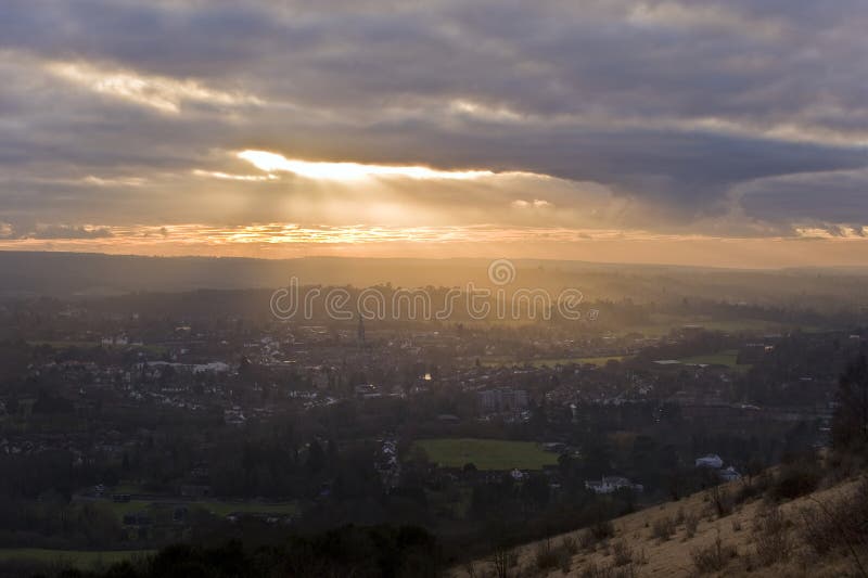 Stunning Colorful Sunset Over Landscape Stock Photo - Image of nature ...