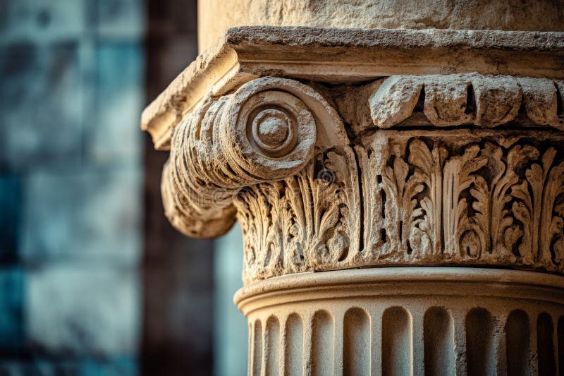A Close Up View of a Beautifully Detailed Ancient Column. the Intricate ...