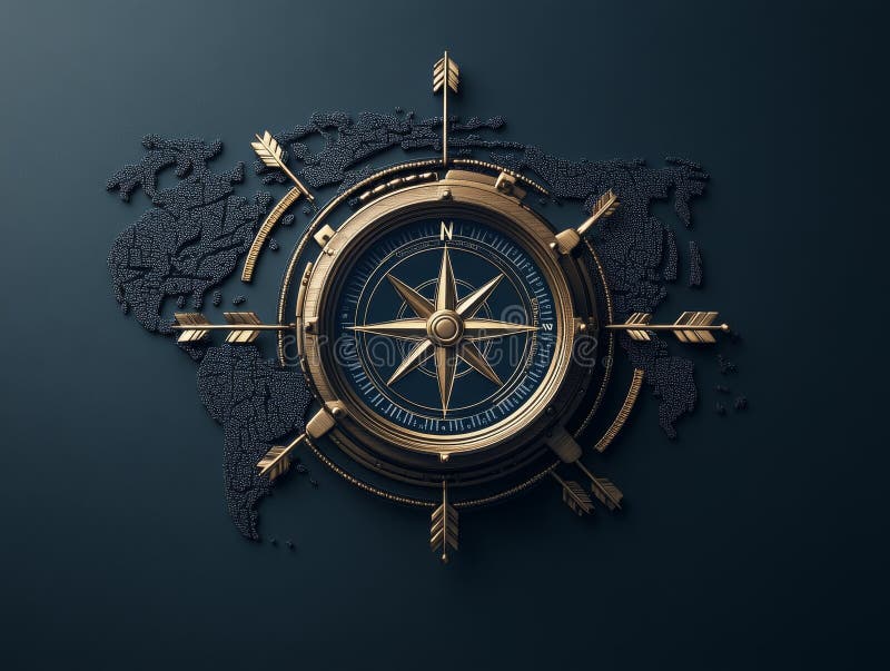 A Stunning Compass Design Overlaying a World Map, Symbolizing ...