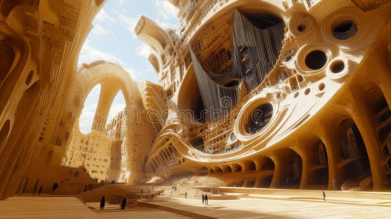 A Stunning and Complex Futuristic Architectural Structure with Arches ...