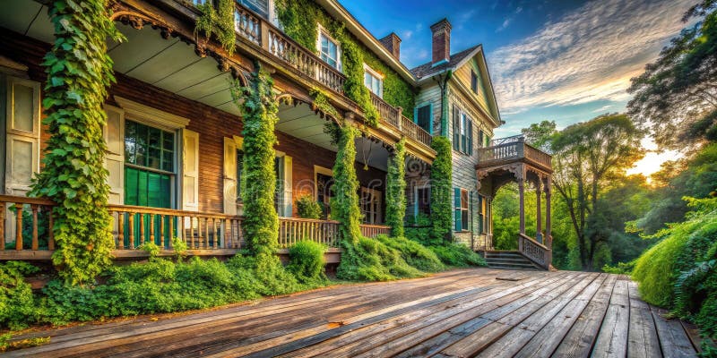 A Stunning Composite Image of an Abandoned Colonial House Deck Urban ...