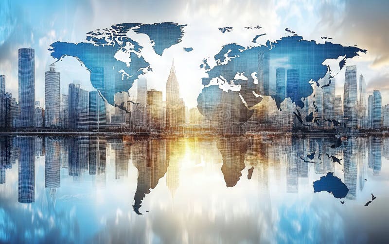 Global Cityscape and International Cooperation Stock Illustration ...