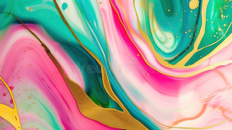 Vibrant Abstract Marble Texture with Pink, Green, and Gold Accents ...