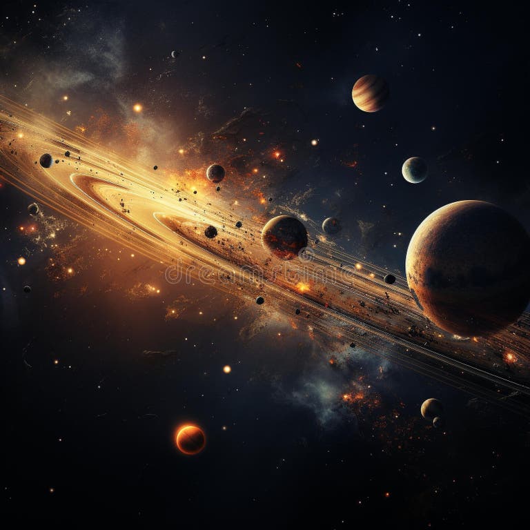 Vibrant Planetary Orbit System: Realistic Illustration of 8 Planets and ...