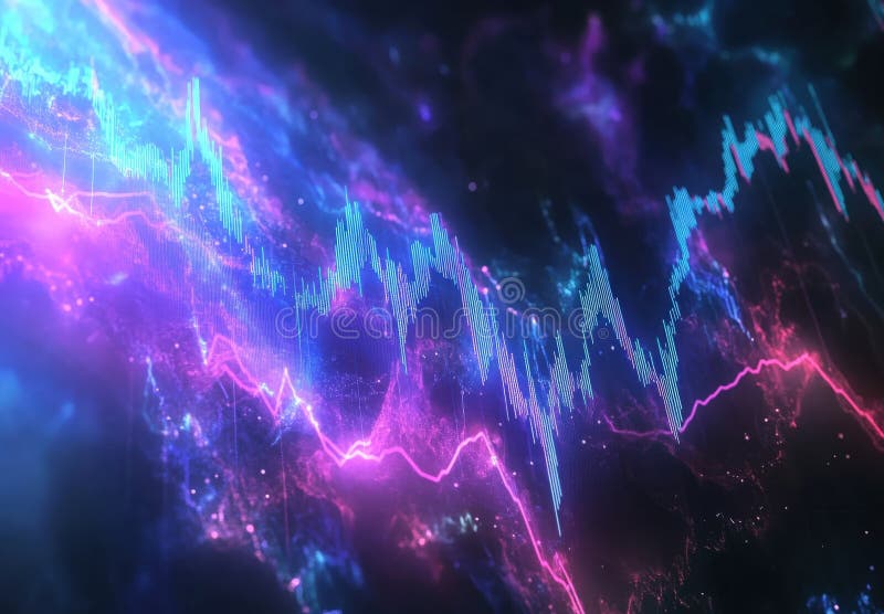 Colorful Lightning Bolt on a Black Background, Computer Generated Stock ...