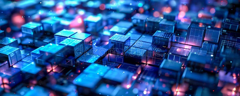 Stunning Computer Network Connections with Digital Blue and Purple ...