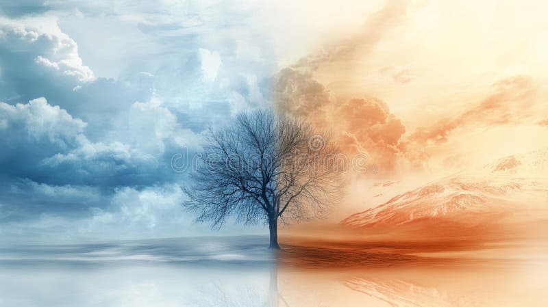 Stunning Conceptual Artwork of a Tree Separating Two Contrasting ...