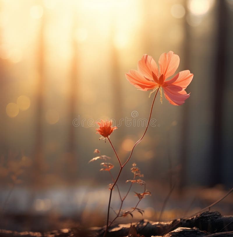 Nature S Beauty: a Single Flower Blooms Against a Rustic Backdrop Stock ...