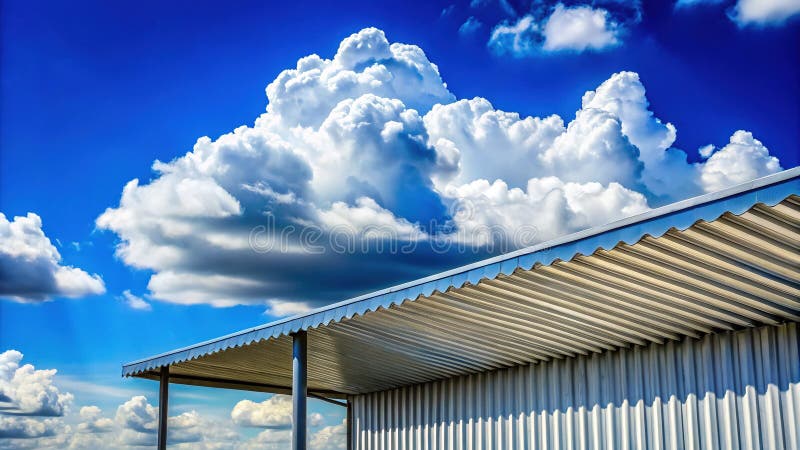 Stunning Corrugated Metal Canopy Under a Bright Blue Summer Sky a ...