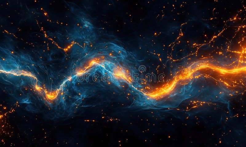 Stunning Cosmic Abstract Art Featuring Vibrant Blue and Orange Nebulae ...